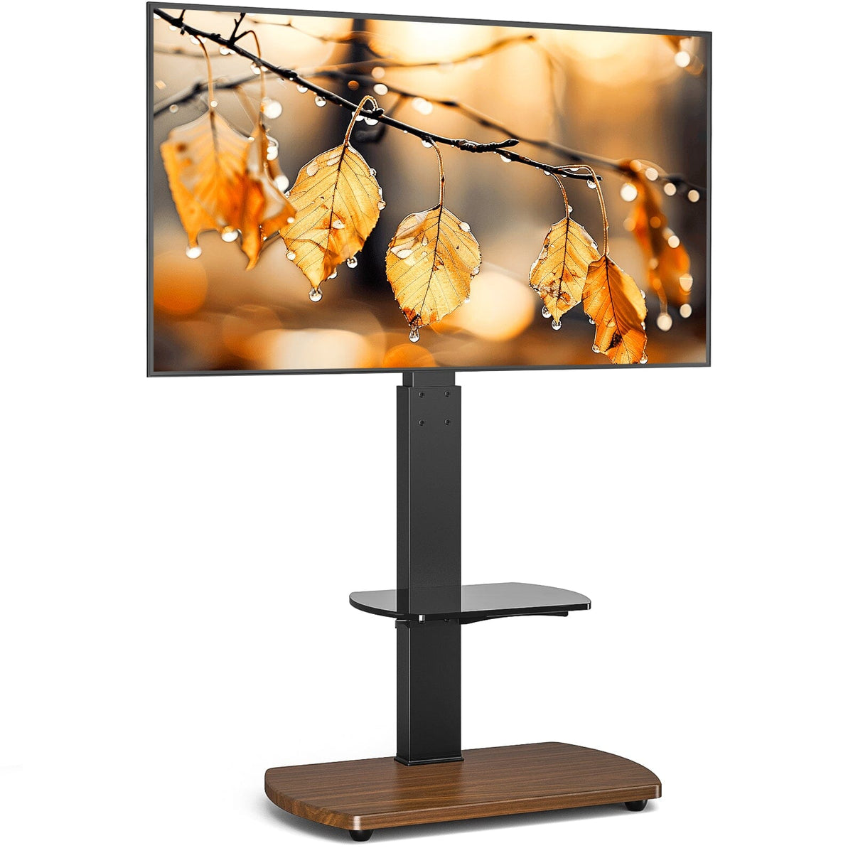 TTAP FS1-WAL Walnut & Black TV Stand with Height Adjustable Swivel Bra ...