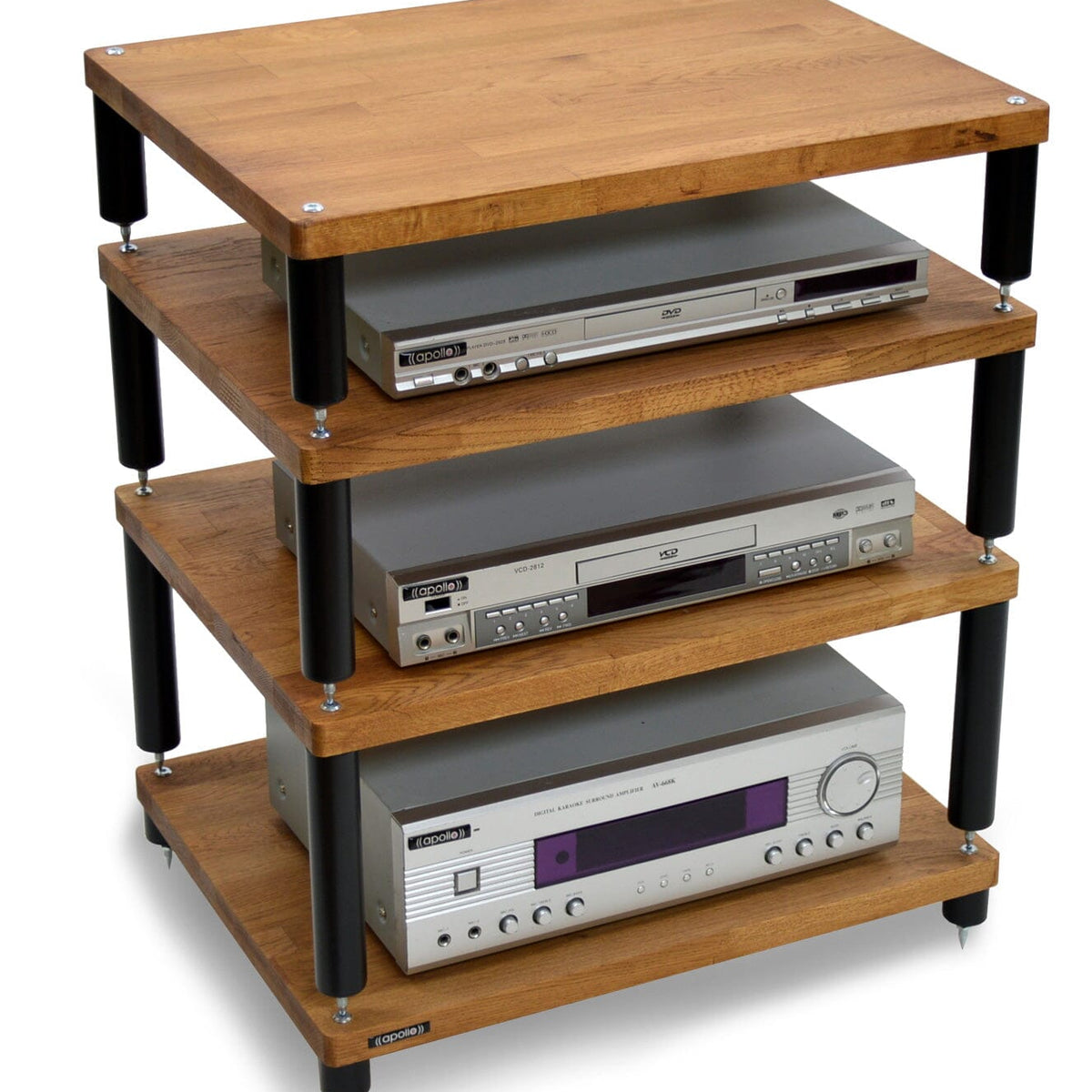 Apollo Storm 6 Dark Oak and Black 4 Shelf Modular Hi-Fi Rack – AV4Home