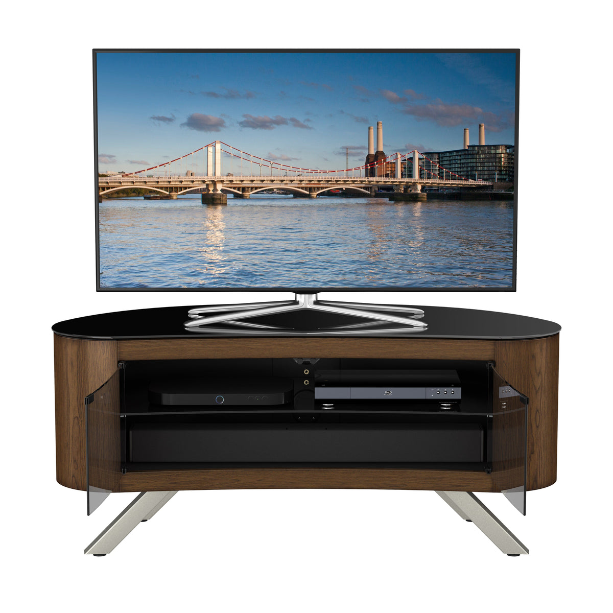 AVF Affinity Bay Plus 1.15m Curved TV Stand - Walnut – AV4Home