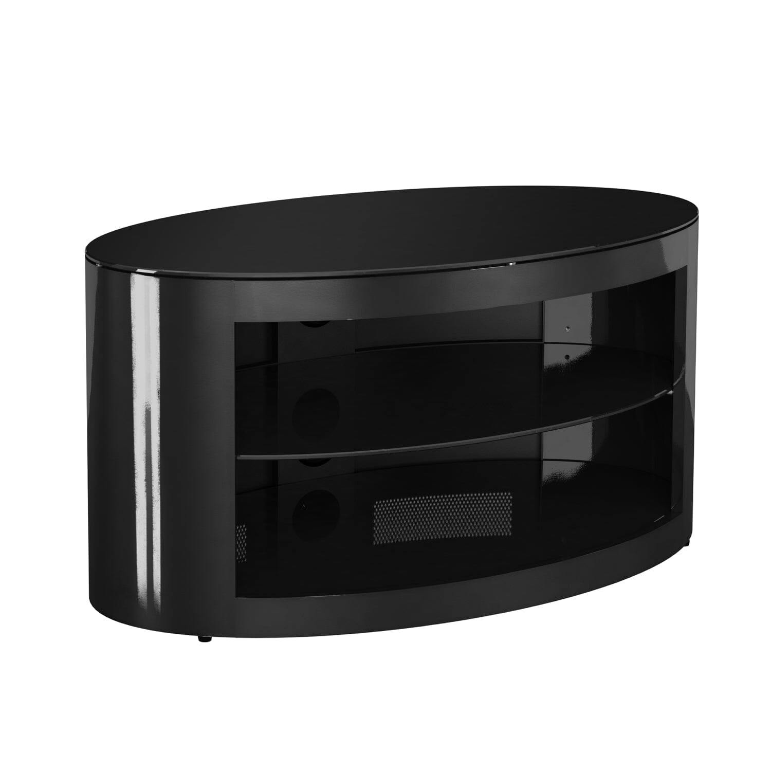 Black oval tv stand store