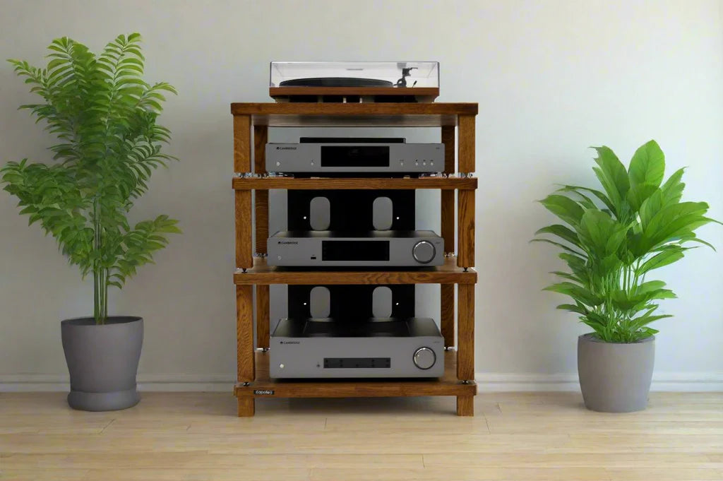 Apollo Podium 6 Dark Oak 4 Shelf Modular Hi-Fi Rack – AV4Home