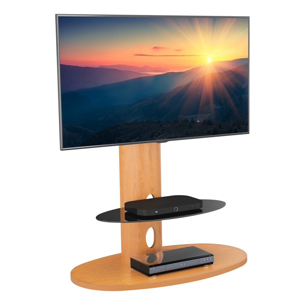 AVF Affinity Chepstow 93cm Oval Pedestal Oak TV Stand, for TVs 32 - 65 ...