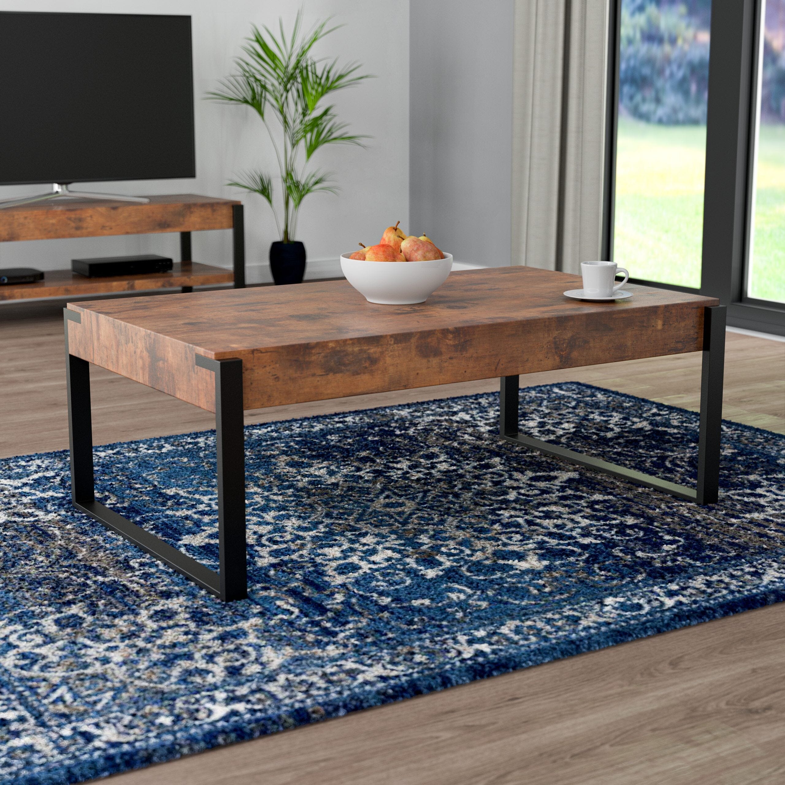 AVF Ridgewood 110cm Wide Rustic Dark Wooden Coffee Table FT110RIDDW AV4Home