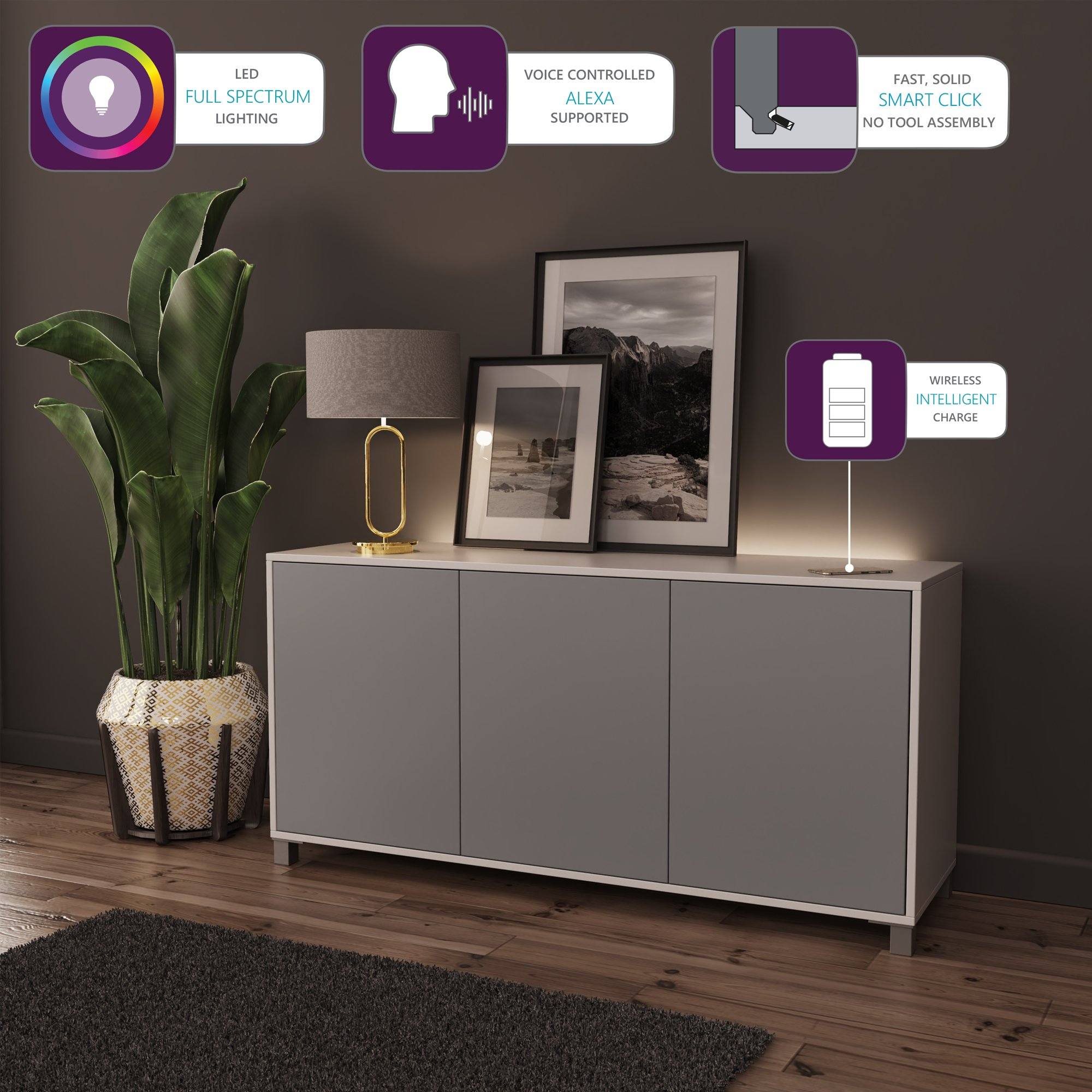 Frank Olsen LED Smart Click Sideboard White Grey