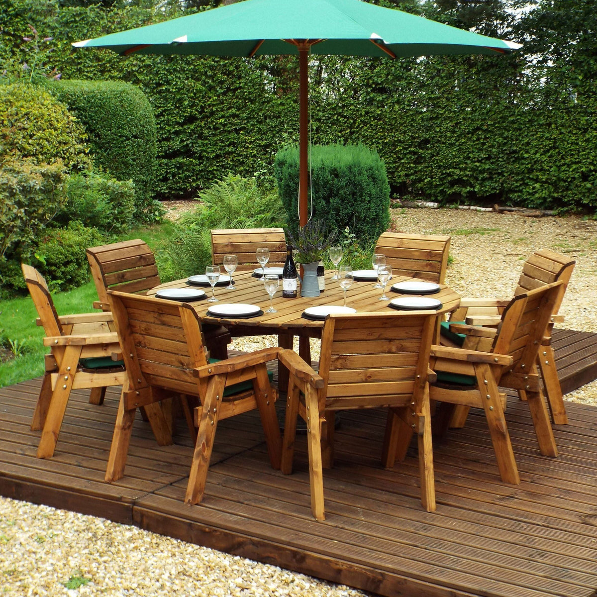 Charles Taylor Eight Seater Circular Table Set with Cushions and Paras ...