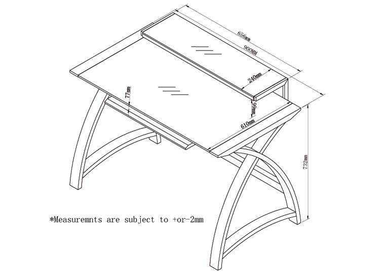 Jual Helsinki Curved 900mm Computer Desk in Oak with White Glass – AV4Home