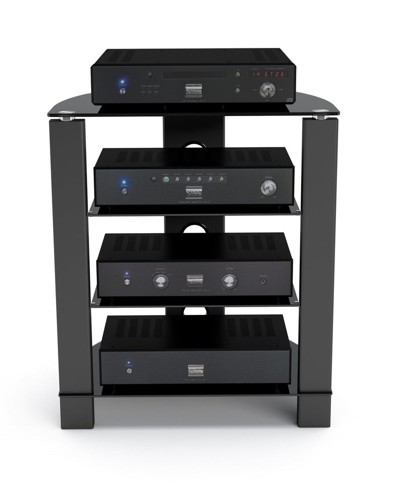 TTAP Vision 4 Shelf Hi-Fi Stand in Black with Black Glass (TVS1013 ...