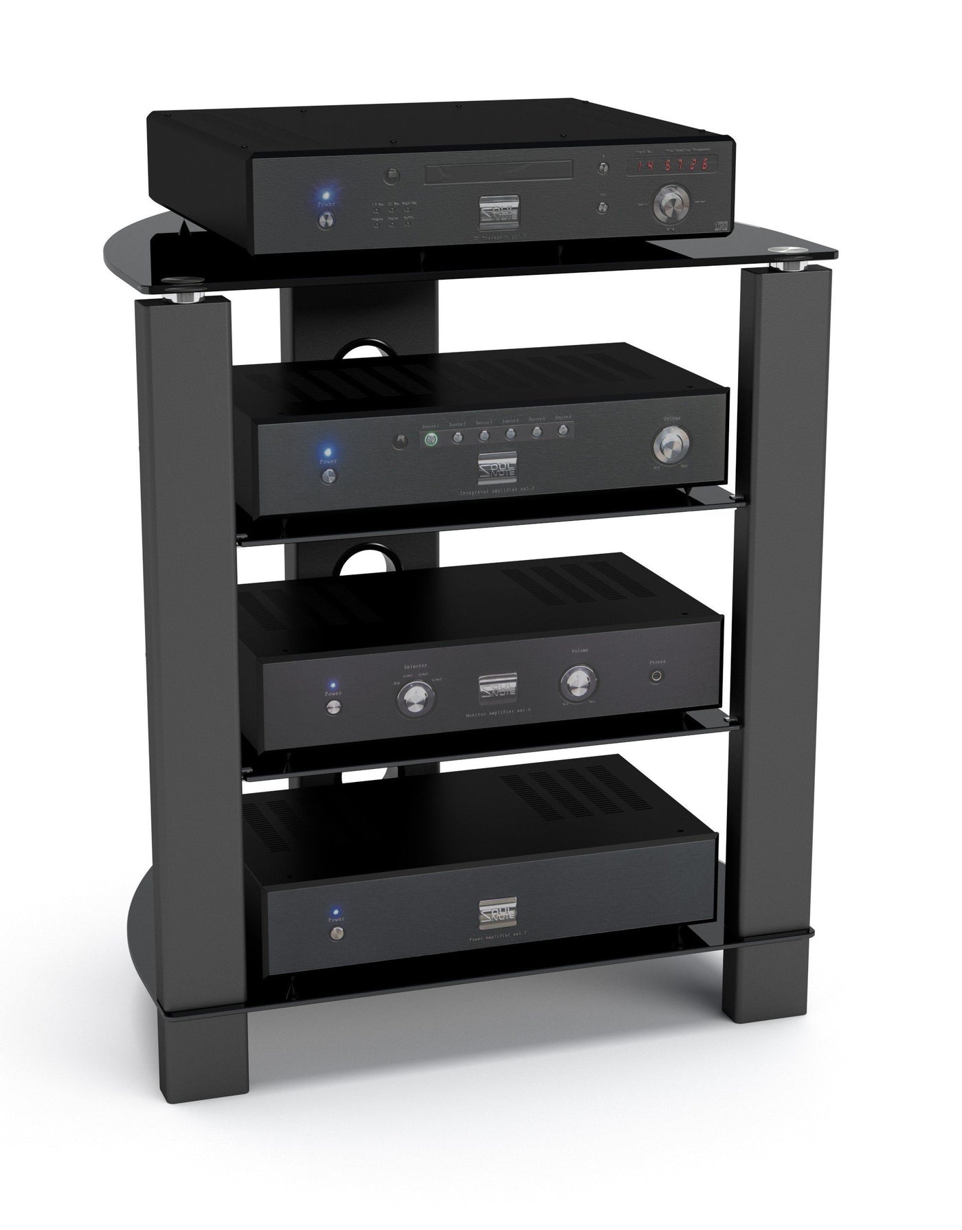 TTAP Vision 4 Shelf Hi-Fi Stand in Black with Black Glass (TVS1013 ...